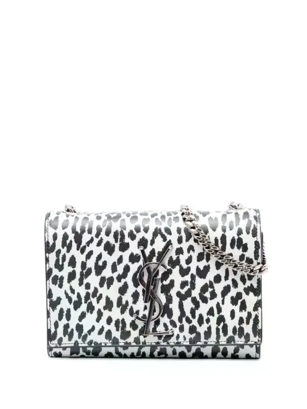 Saint Laurent 2014 Small Calfskin Leopard Print Monogram Kate Crossbody Bag