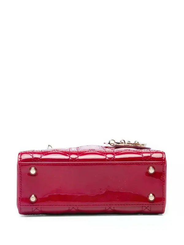 Dior Cannage Patent Leather Satchel - Red