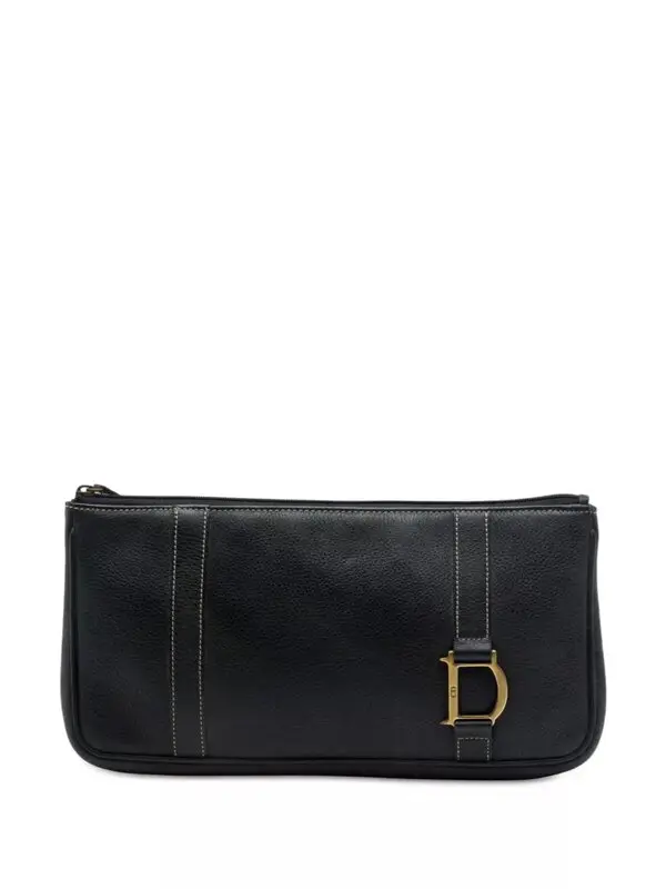 Dior 2001 Logo Grained Calfskin Clutch Bag
