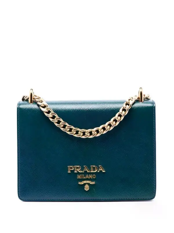 Prada 2010-2026 Mini Saffiano Chain Flap Crossbody Bag