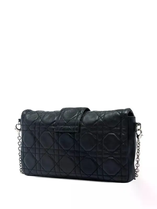 Dior Lambskin Cannage New Lock Pouch Cross Body Bag - Black