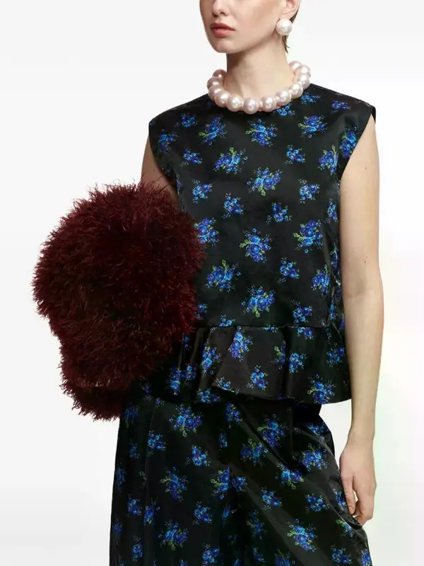 Essentiel Antwerp Klara Floral-print Ruffled Top