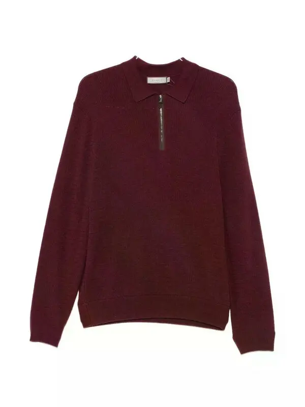 Canali Half-zip Textured-knit Sweater