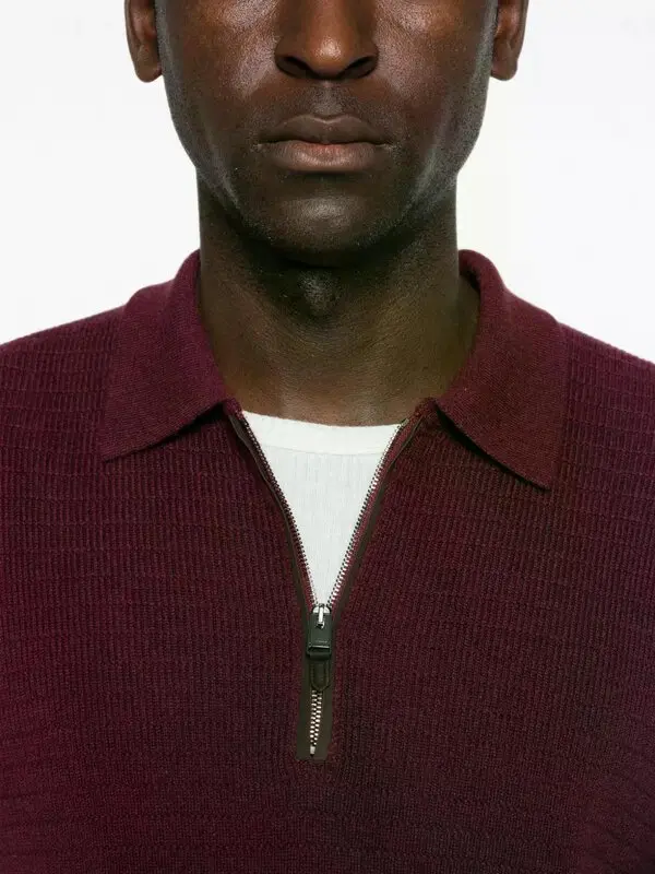 Canali Half-zip Textured-knit Sweater