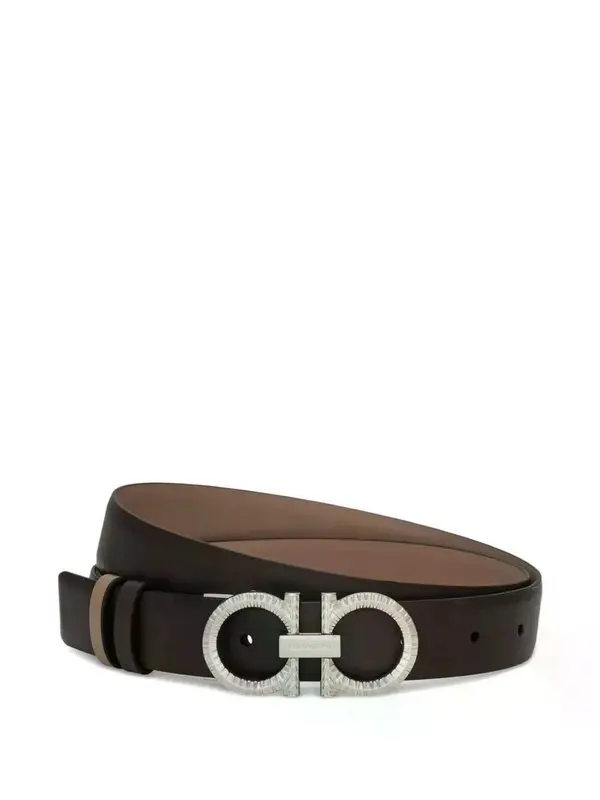 FERRAGAMO Knurled-gancini Reversible And Adjustable Belt - Brown