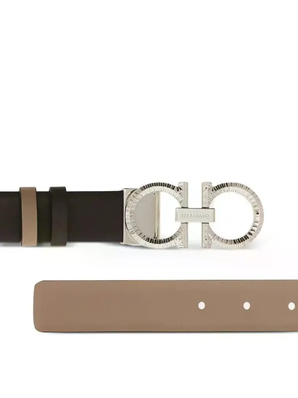 FERRAGAMO Knurled-gancini Reversible And Adjustable Belt
