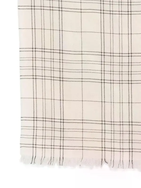 Destin Check-pattern Fringed Scarf