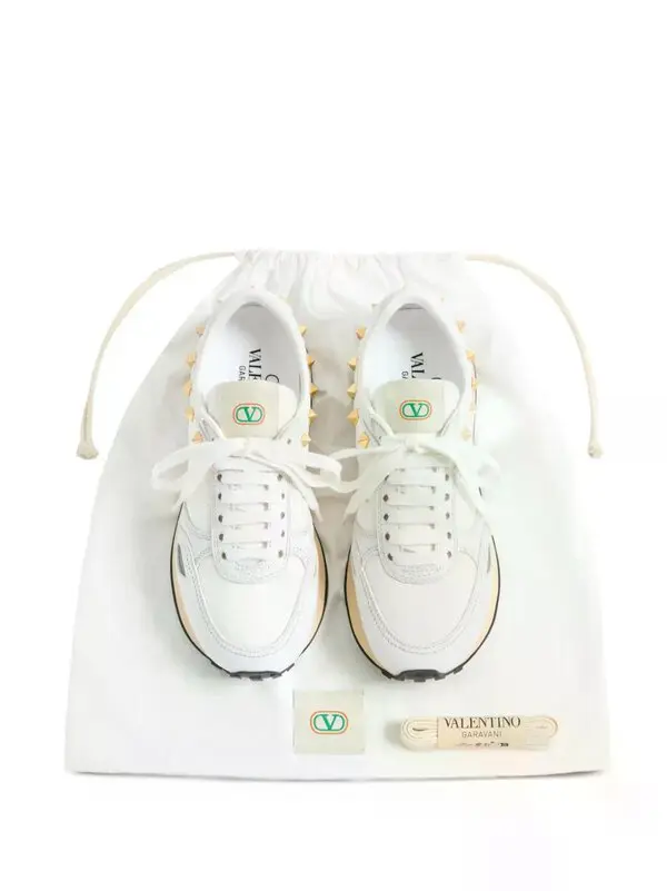 Valentino Garavani Stud Up Leather And Nylon Sneakers