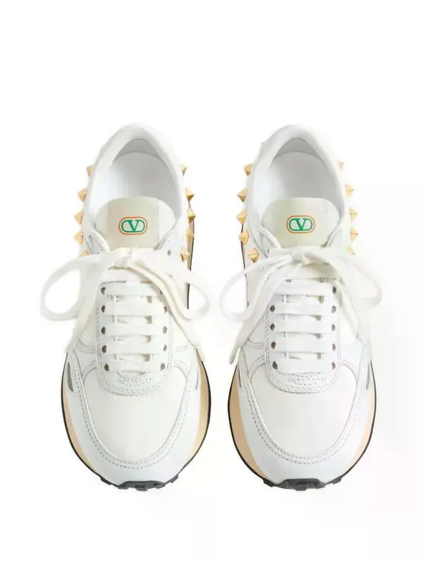 Valentino Garavani Stud Up Leather And Nylon Sneakers