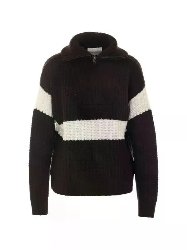 LISA YANG Mavis Striped Half-zip Sweater - Black