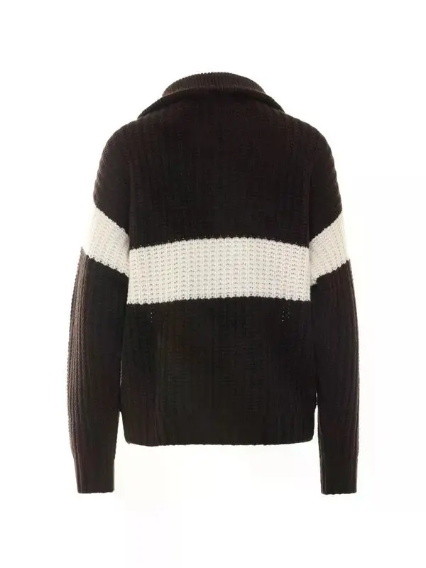 LISA YANG Mavis Striped Half-zip Sweater - Black