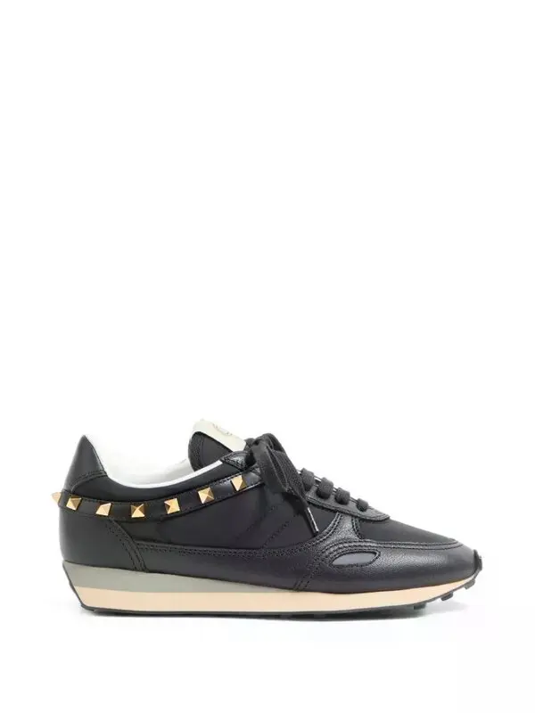 Valentino Garavani Stud Up Leather And Nylon Sneakers