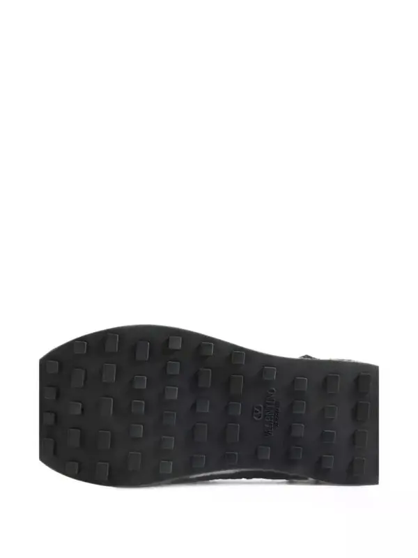 Valentino Garavani Stud Up Leather And Nylon Sneakers