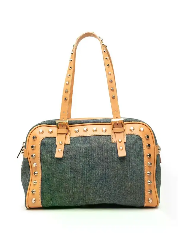 Fendi 2000-2010 Studded Denim Shoulder Bag