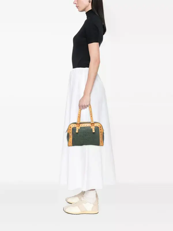 Fendi 2000-2010 Studded Denim Shoulder Bag