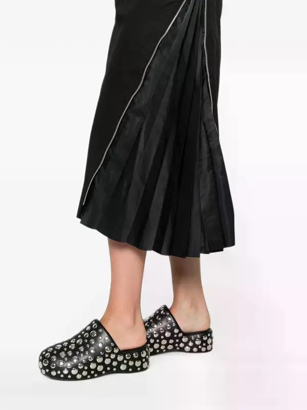 Sacai Zip-detail Pleated Midi Skirt