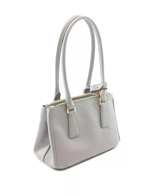 Prada Saffiano Lux Galleria Double Zip Satchel - Grey