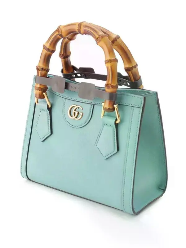 Gucci Calfskin Bamboo Diana Satchel - Blue