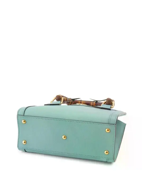 Gucci Calfskin Bamboo Diana Satchel - Blue