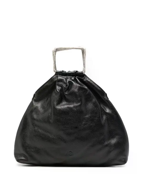 AUTENTICA 504 Leather Metal-handle Tote Bag - Black