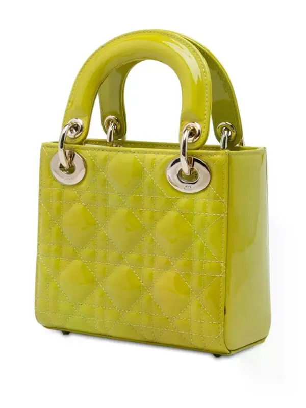 Dior Mini Patent Cannage Lady Satchel - Yellow