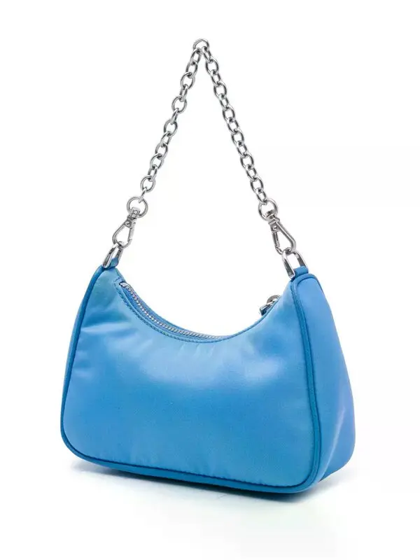 Prada 2019-2026 Mini Saffiano Trimmed Tessuto Re Edition 2005 Satchel - Blue