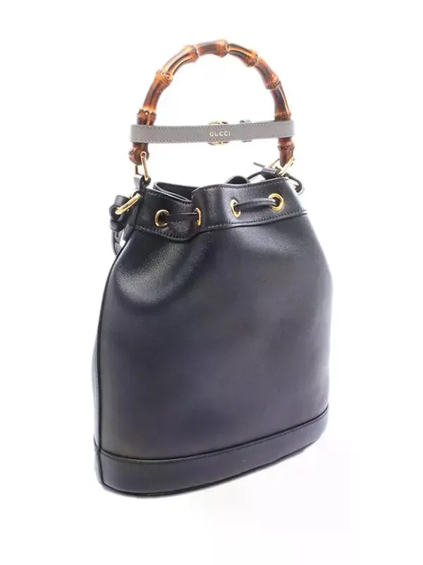 Gucci 2000-2015 Calfskin Bamboo Diana Bucket Bag Satchel - Black