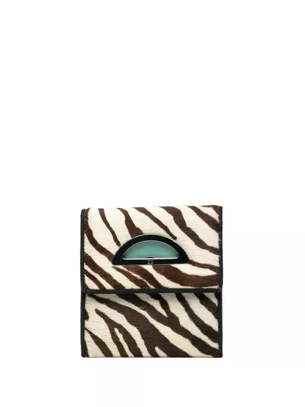 Dior 1999 Pony Hair Zebra Print Malice Wallet Small Wallets - Brown