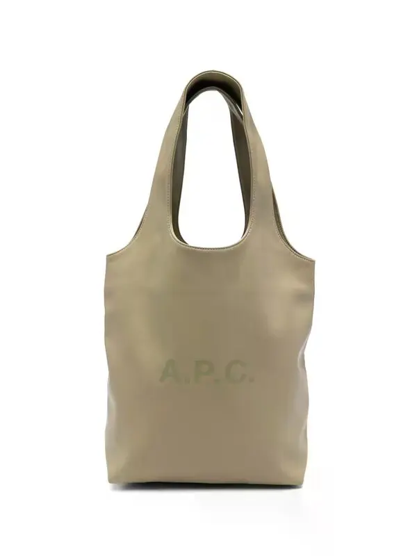 A.p.c. Logo-print Leather Tote Bag - Neutrals