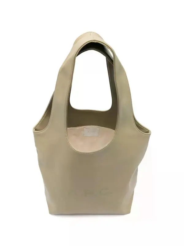 A.p.c. Logo-print Leather Tote Bag - Neutrals