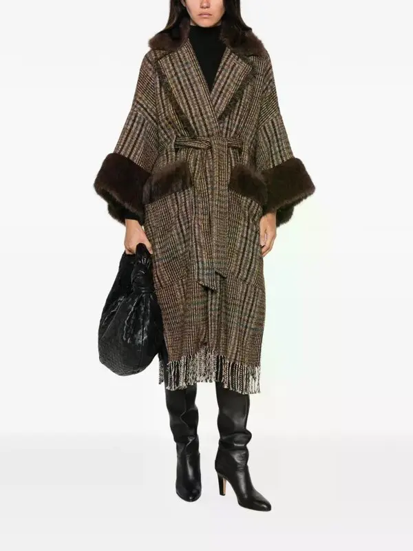 FRONT STREET 8 Check-pattern Faux-fur-trim Jacket