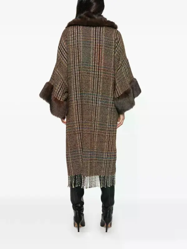 FRONT STREET 8 Check-pattern Faux-fur-trim Jacket