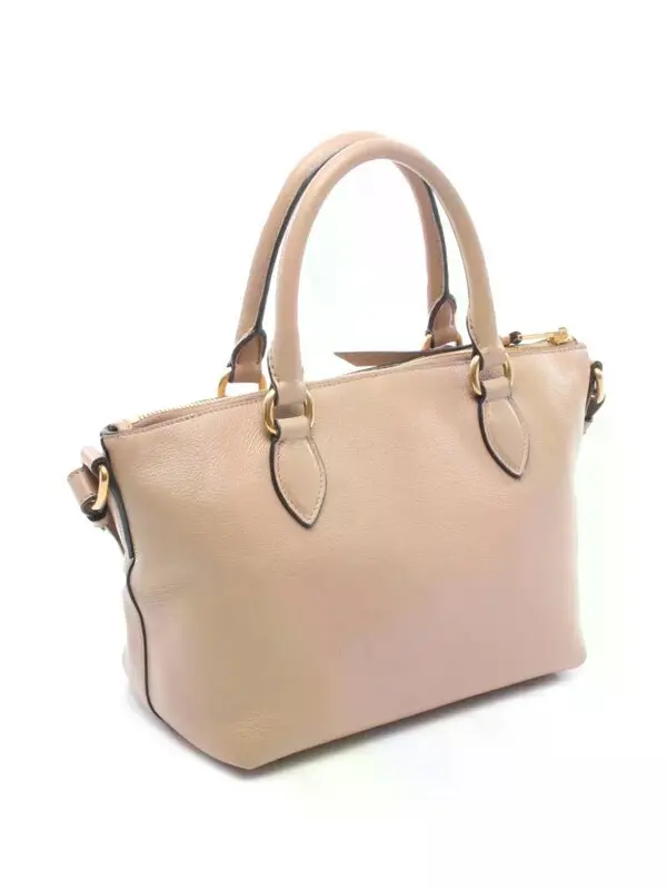 Prada 2013-2026 Small Embossed Glace Calf Logo Convertible Satchel
