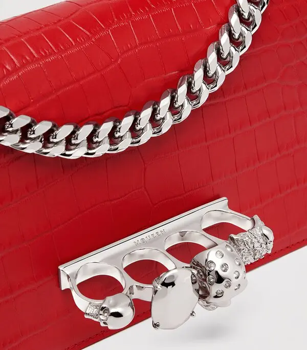 Alexander McQueen Croc-effect Jewelled Top-handle Bag