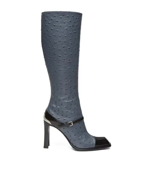 Alexander McQueen Ostrich-embossed Leather Niko Knee-high Boots 95