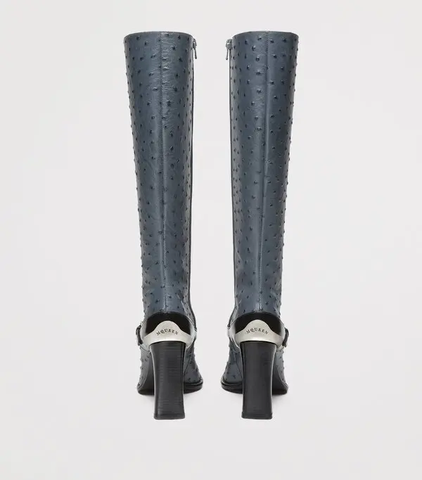 Alexander McQueen Ostrich-embossed Leather Niko Knee-high Boots 95
