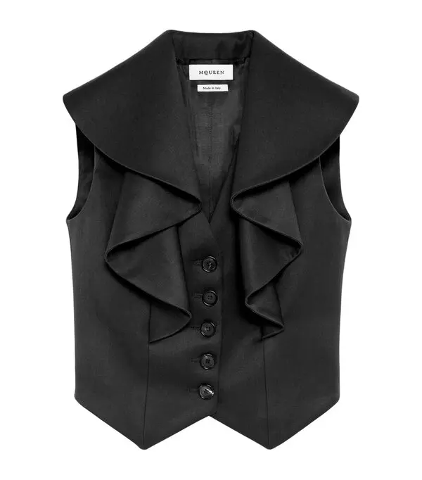 Alexander McQueen Wool Waterfall-collar Waistcoat