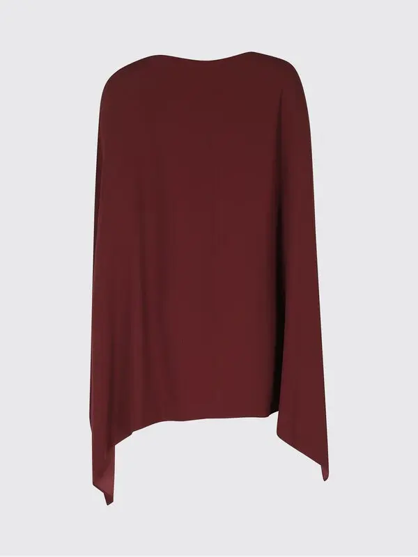 Alberta Ferretti Long Asymmetric Satin Cape With Short Sleeves - Red