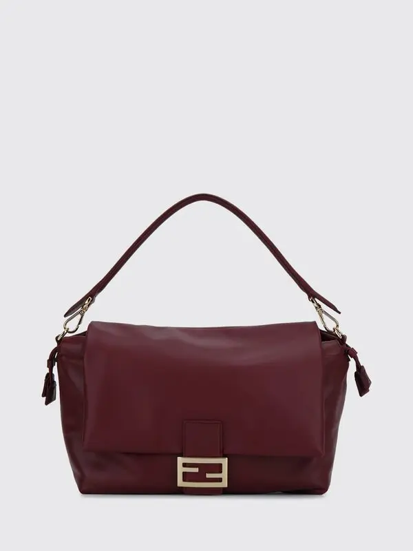 Fendi Large Lambskin Nappa Shoulder Bag With Ff Monogram Buckle - Red