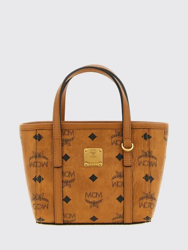 Mcm Toni Mini Logo Coated Cotton Tote Bag - Brown