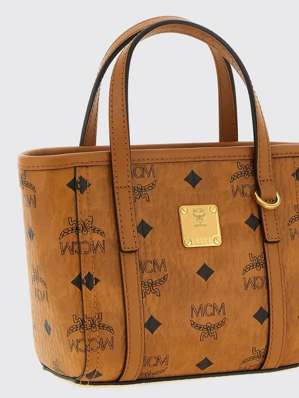 Mcm Toni Mini Logo Coated Cotton Tote Bag - Brown