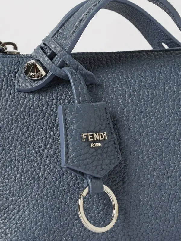 Fendi By The Way Grained Calfskin Mini Bag With Removable Handles - Navy