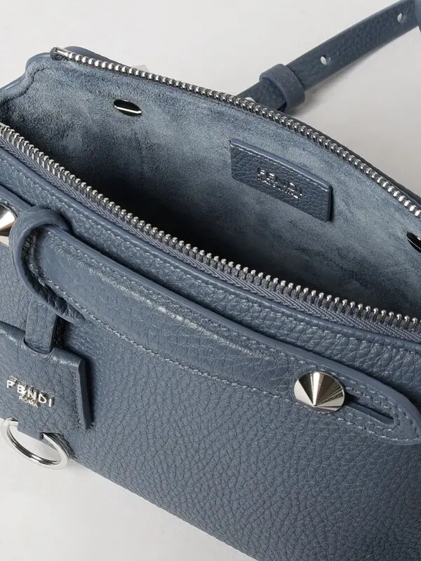 Fendi By The Way Grained Calfskin Mini Bag With Removable Handles - Navy