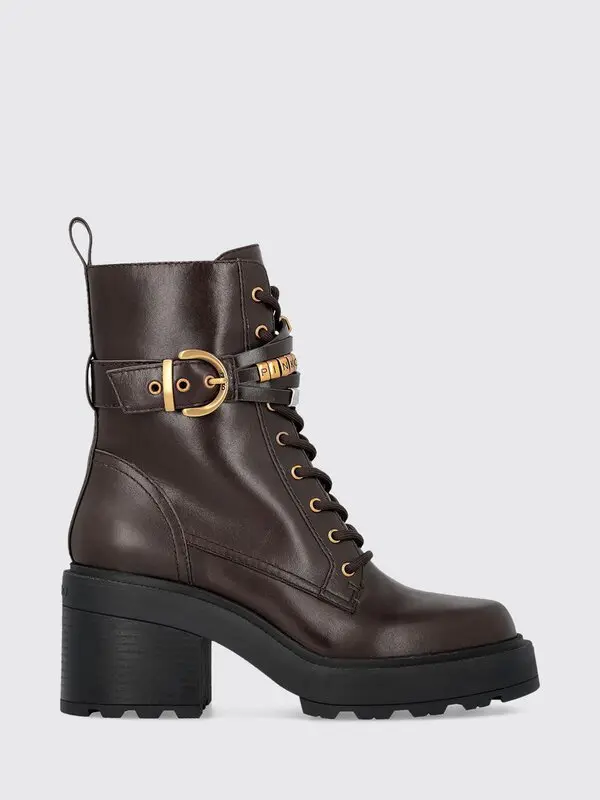Pinko Altea Leather Combat Boots - Dark