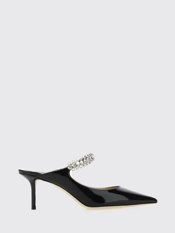 JIMMY CHOO Crystal-embroidered Patent Leather Mules - Black