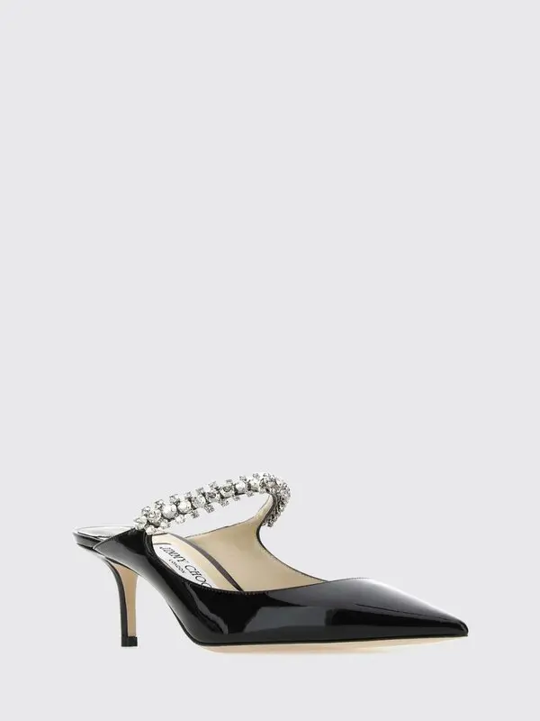 JIMMY CHOO Crystal-embroidered Patent Leather Mules - Black