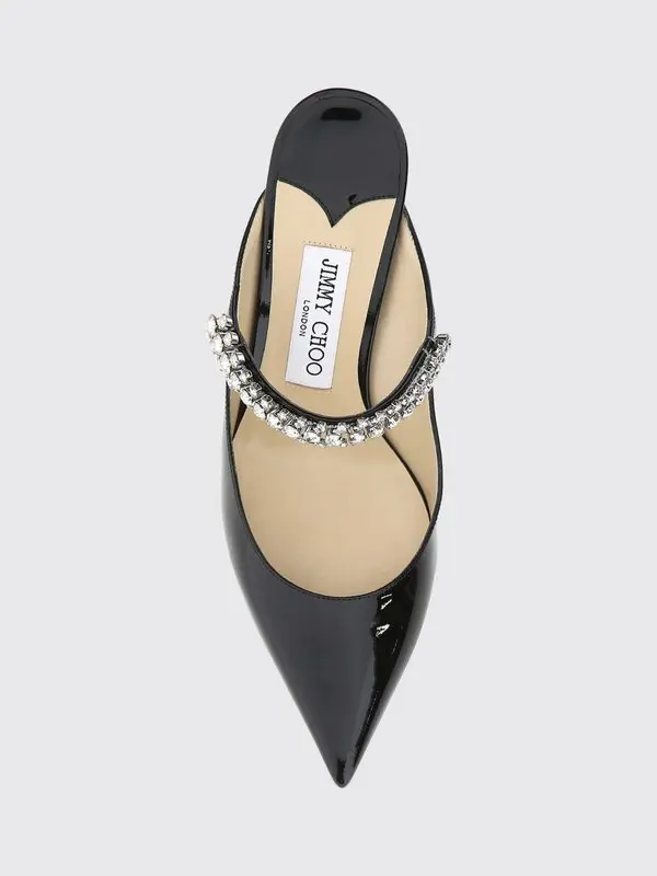 JIMMY CHOO Crystal-embroidered Patent Leather Mules - Black