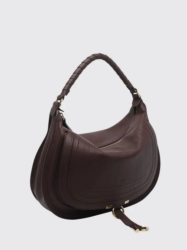 Chloé Marcie Shoulder Bag In Calfskin Leather - Red