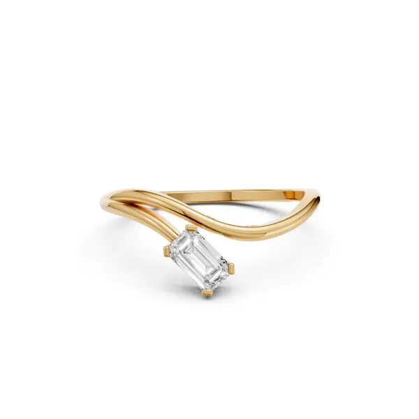 AYA FINE JEWELRY Sorrel Emerald Cut Lab Grown Diamond Crossover Solitaire Ring - Yellow