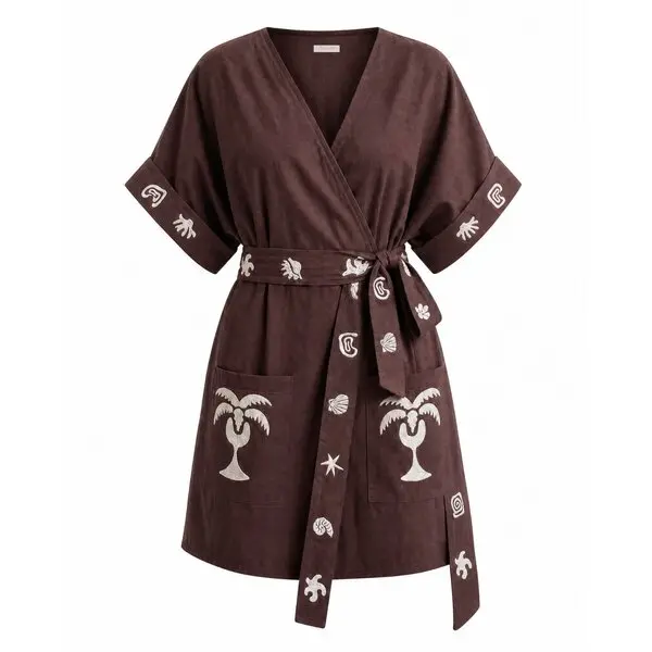PALM COLLECTIVE Patina Wrap Dress Chocolate